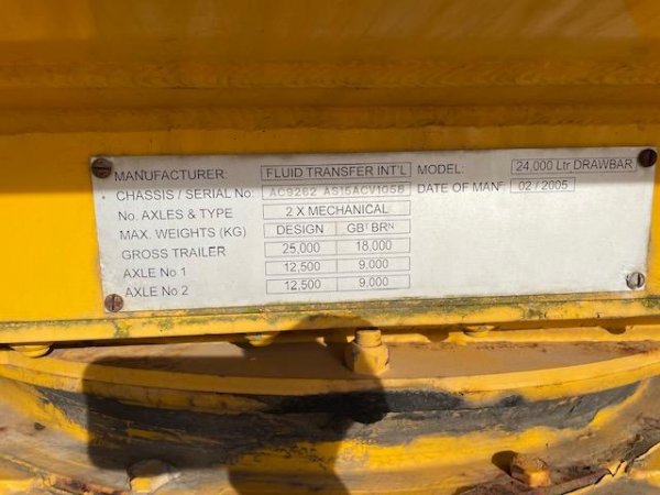 Fluid Transfer Fuel Tanker Trailer 24,000 Litre – Ex Military Sales UK